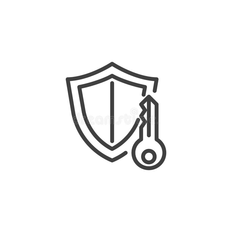 Security Key Protection Line Icon Stock Illustration - Illustration of ...