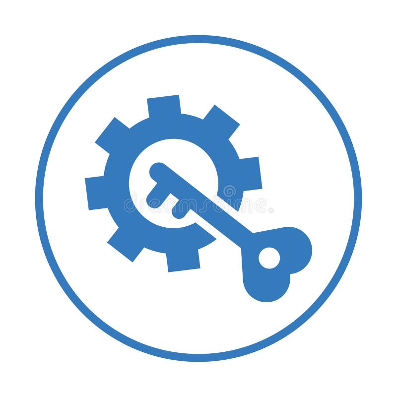 Security Key, Settings, Protection Icon. Rounded Blue Color Vector ...