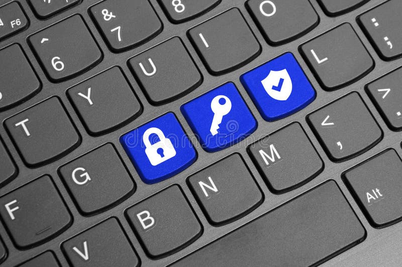 Security key on keyboard stock photo. Image of icon - 159434324