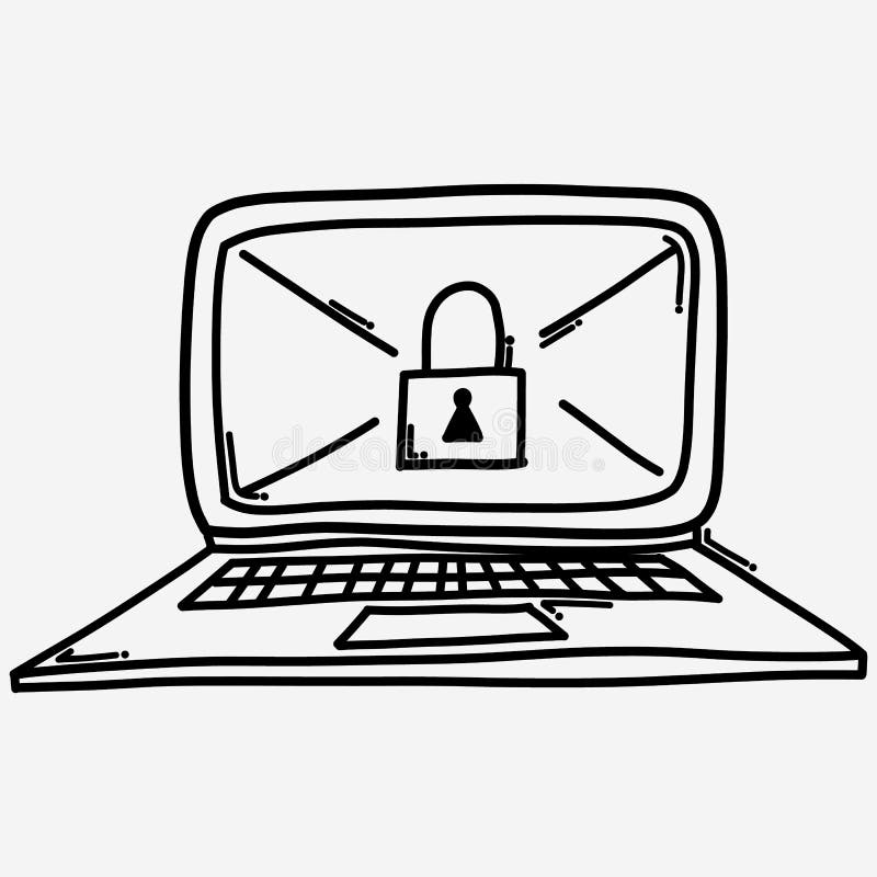 Laptop Doodle Illustration stock vector. Illustration of computer ...