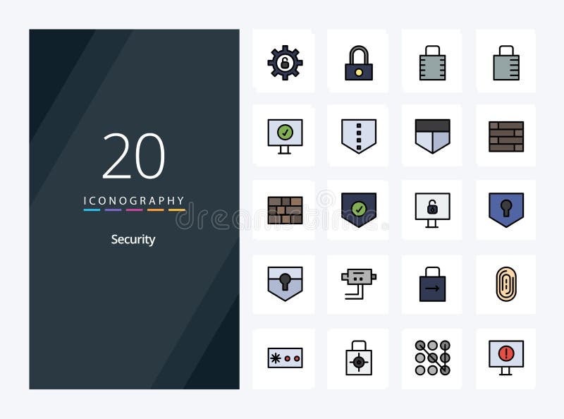 20 Security Line Filled Icon for Presentation Stock Vector ...