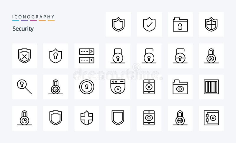 25 Security Line icon pack stock vector. Illustration of security ...