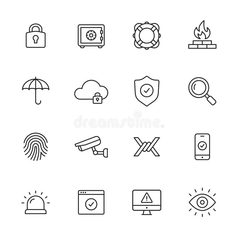 Security Line Icons stock vector. Illustration of security - 65558987