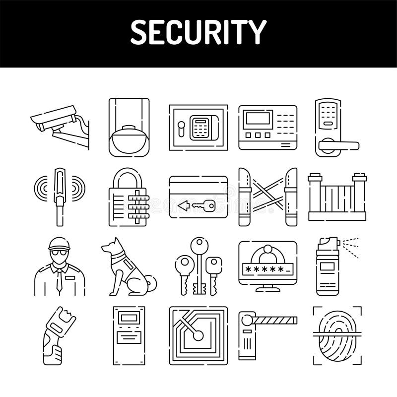 Security Line Icons Set. Isolated Vector Element Stock Vector ...