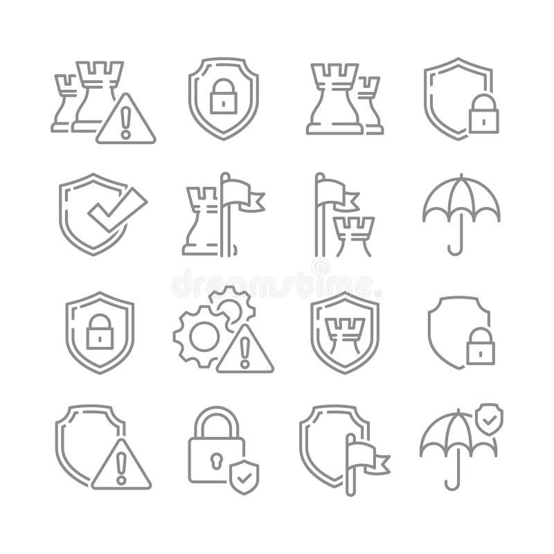 Security Line Vector Icon Set Stock Vector - Illustration of antivirus ...