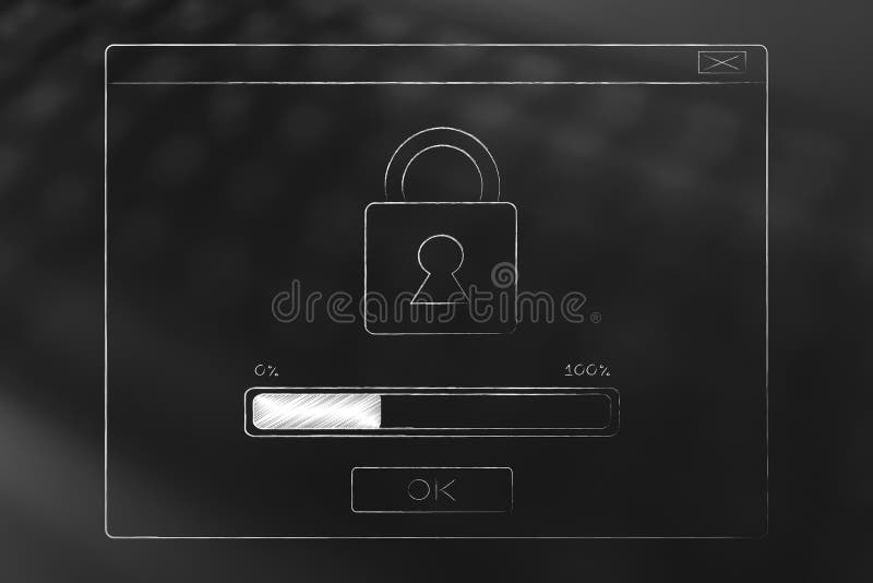 Security Loading Pop Up Message With Lock And Progress Bar Stock Illustration Illustration Of