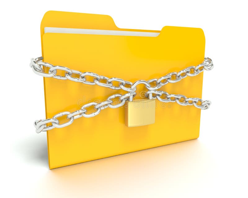 Security Lock and Chain with a Folder Stock Illustration - Illustration ...
