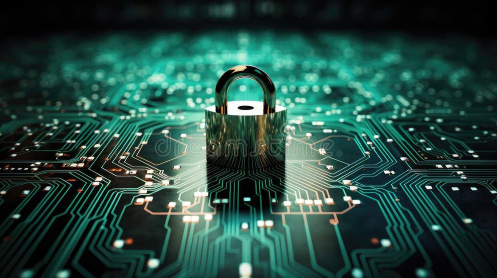 Security Lock on Computer Circuit Board, Computer Security Concept ...