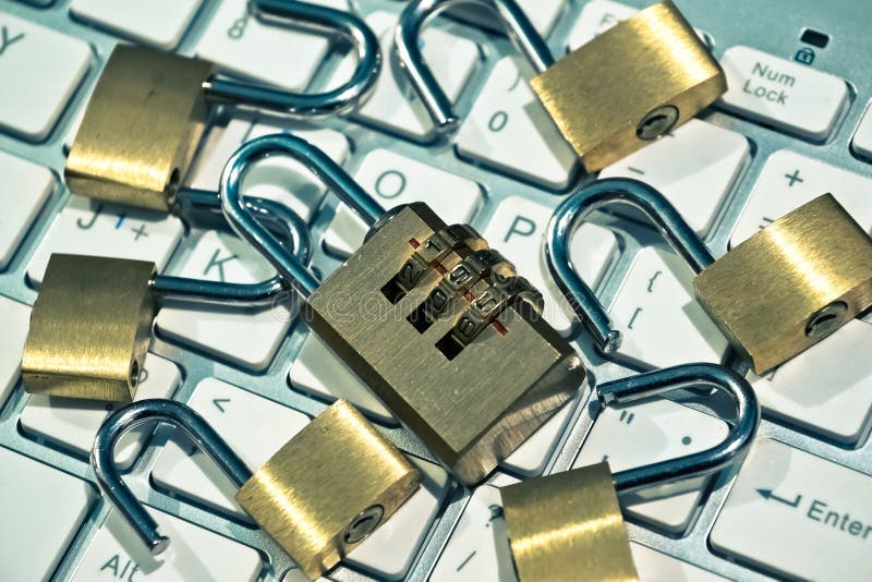 Security Lock on Computer Keyboard Stock Photo - Image of cyber ...