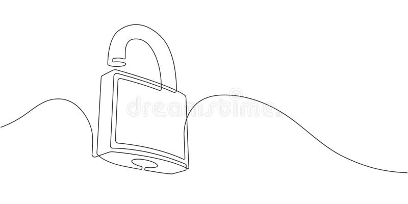 Security Lock.Continuous Line Drawing of Padlock.Vector Illustration ...