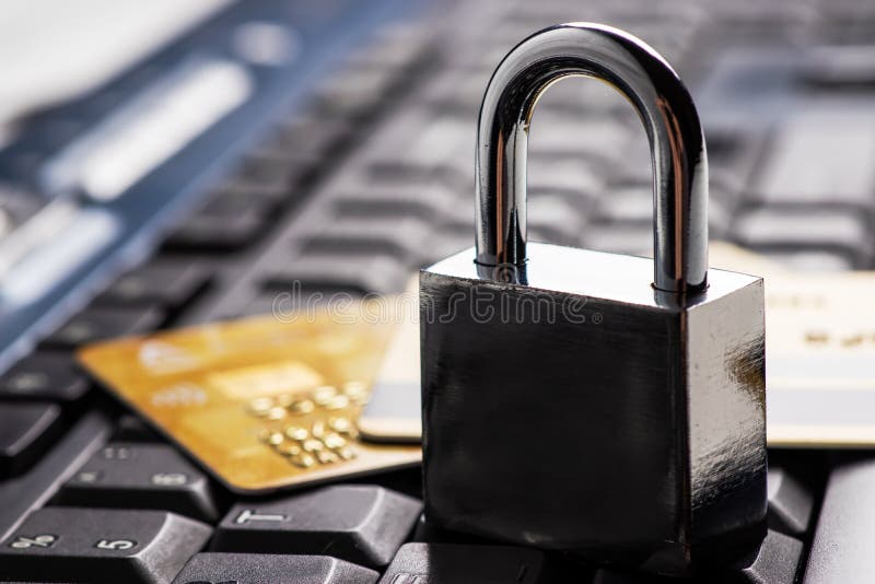 Security Lock on Credit Cards with Computer Keyboard - Credit Card Data ...