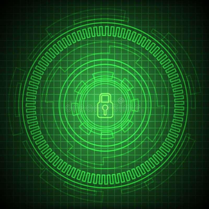 Security Lock on Digital Screen Stock Vector - Illustration of software ...