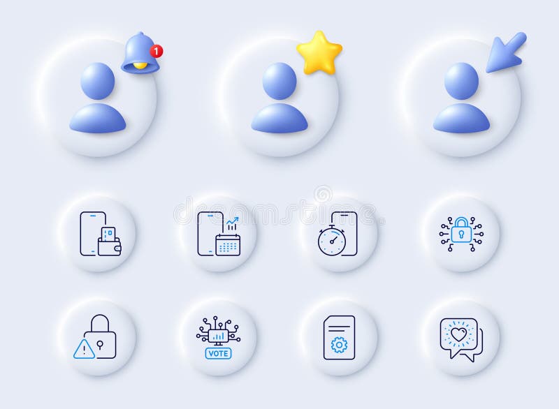 Security Lock, Lock and File Settings Line Icons. for Web App, Printing ...