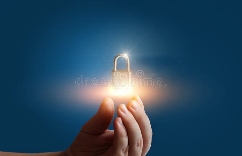 Security lock in the hand. stock image. Image of access - 86674951
