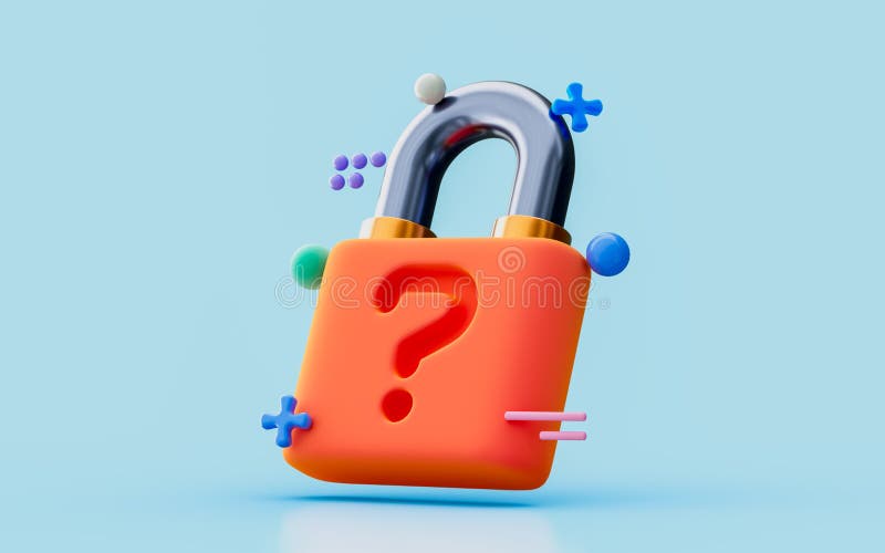 Security Lock Icon with Question Mark Cyber Password Risk Warning ...