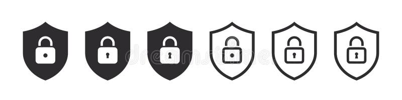 Security Lock Icons. Padlock and Shield. Privacy Symbol. Security ...