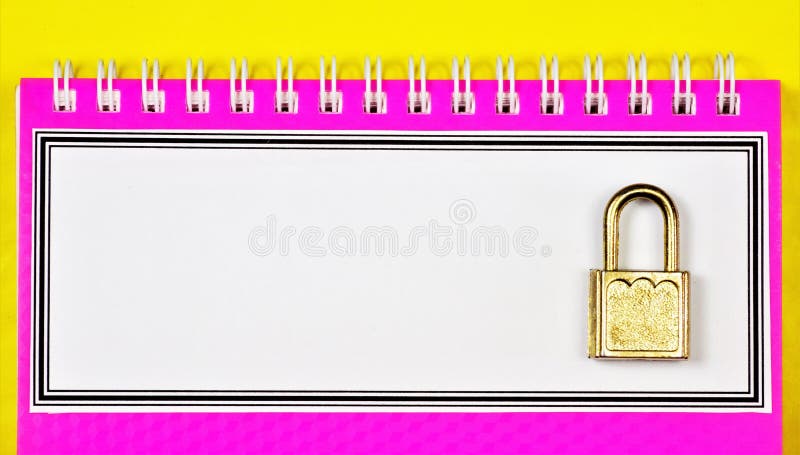 Security Lock in the Notepad Text Frame. Stock Photo - Image of cipher ...