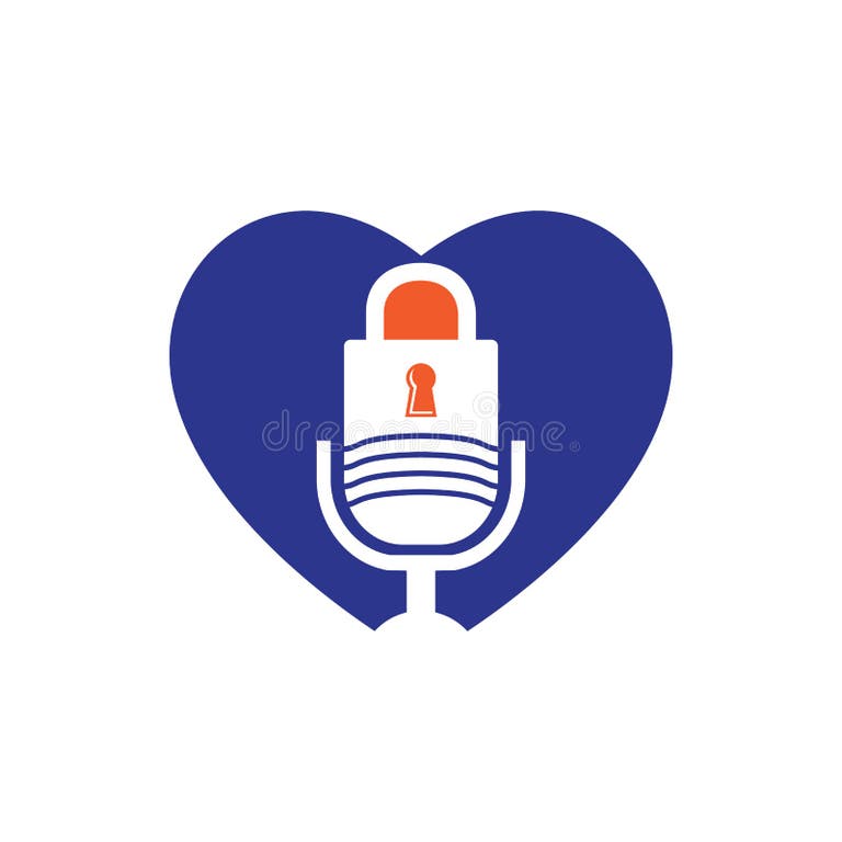 Safe Podcast Vector Logo Design. Padlock and Mic with Heart Icon Vector ...