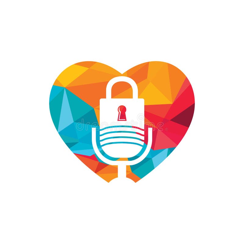 Safe Podcast Vector Logo Design. Padlock and Mic with Heart Icon Vector ...
