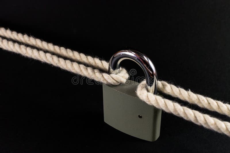 Security Lock Securing Rope Together Stock Image - Image of secure ...