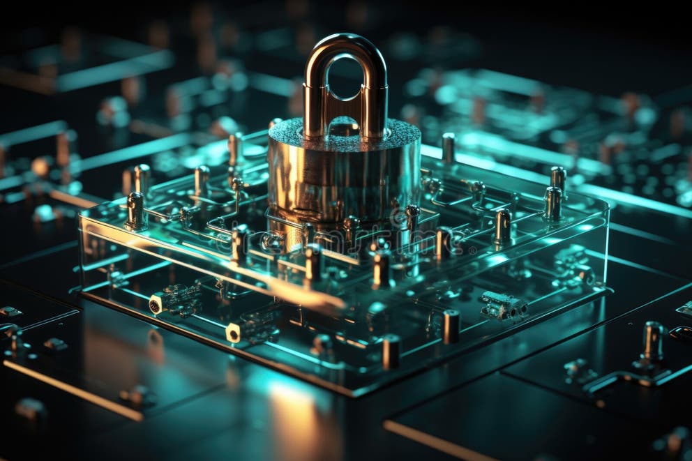 Security Lock Symbol on Computer Board. Computer Security Stock ...