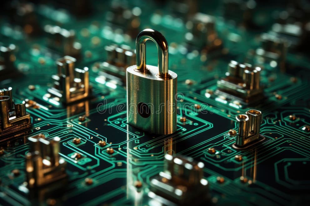 Security Lock Symbol on Computer Board. Computer Security Stock ...