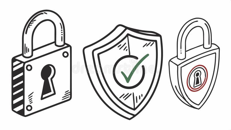 Security Lock Vector Set, Safety and Privacy Symbols, Protection Icon ...