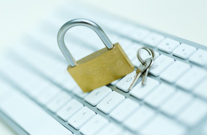 Security Lock on White Computer Keyboard Stock Photo - Image of lock ...