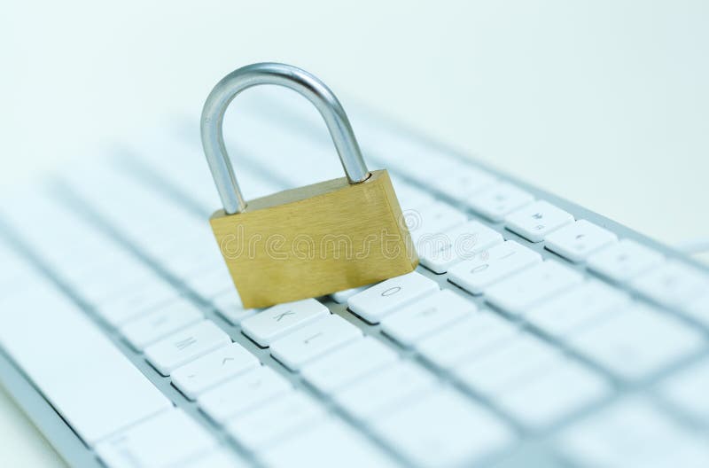 Security Lock on White Computer Keyboard Stock Photo - Image of hacker ...