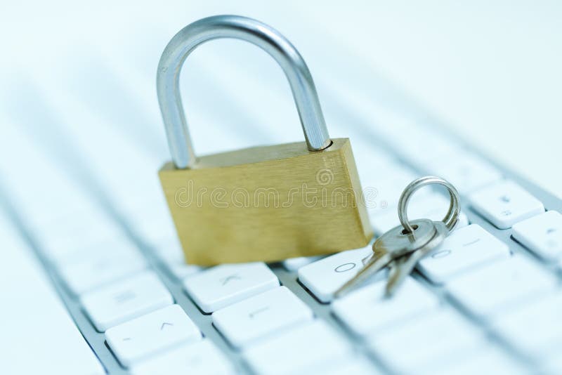 Security Lock on White Computer Keyboard Stock Photo - Image of ...