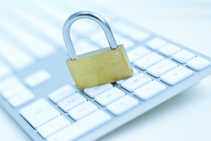 Security Lock on White Computer Keyboard Stock Photo - Image of freedom ...