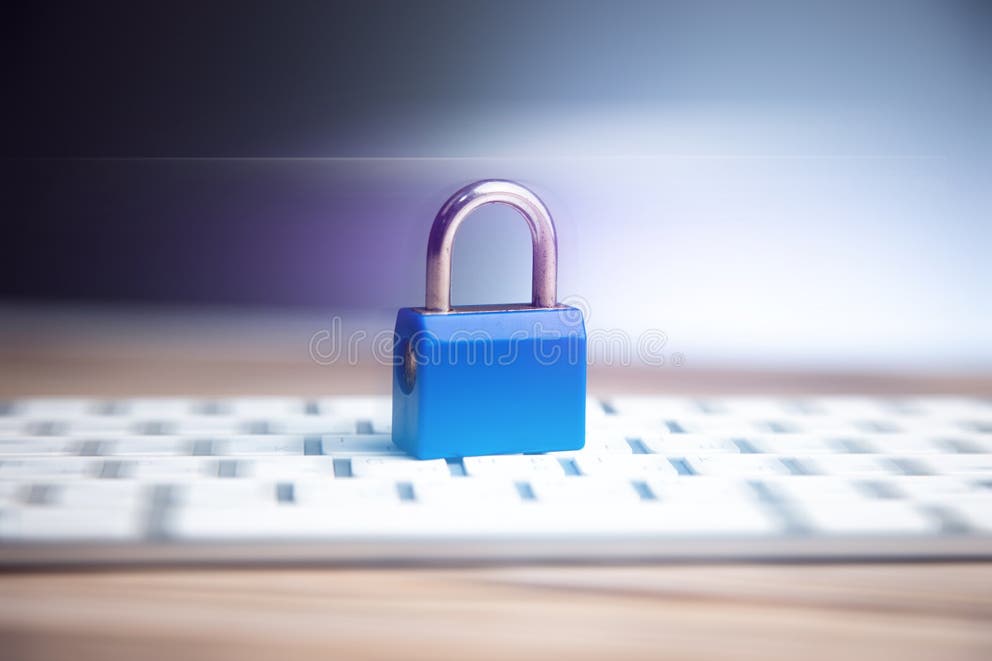 Security Lock on White Computer Keyboard Stock Photo - Image of metal ...