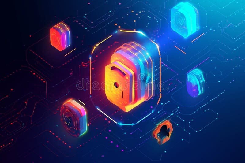 Security Locker Background Design Featuring Orange and Blue Colors in a ...