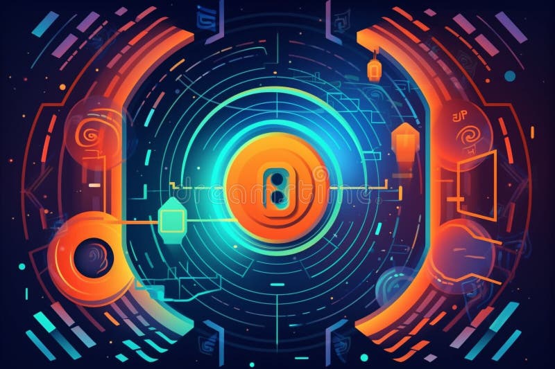 Security Locker Background Design Featuring Orange and Blue Colors in a ...