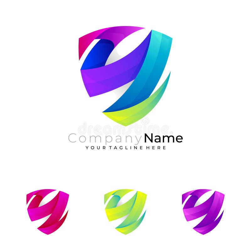 Security Logo with Shield Design Colorful, 3d Style Icon Stock Vector ...