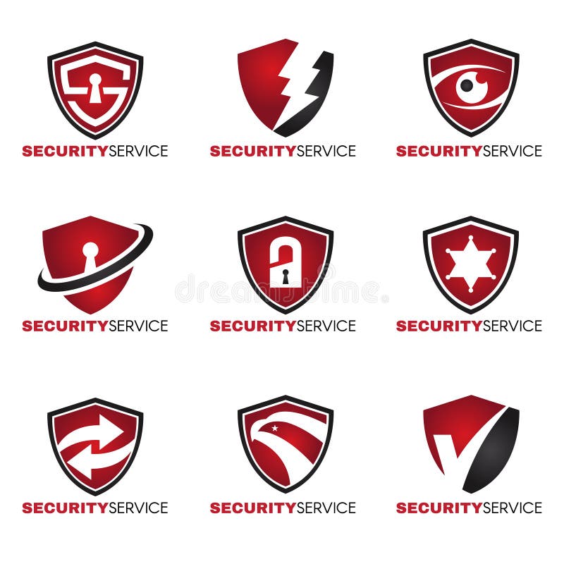 Security Logo - 9 Style Red and Black Tone Stock Vector - Illustration ...