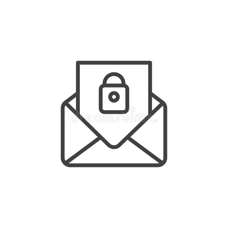 Security mail outline icon stock vector. Illustration of line - 116146129