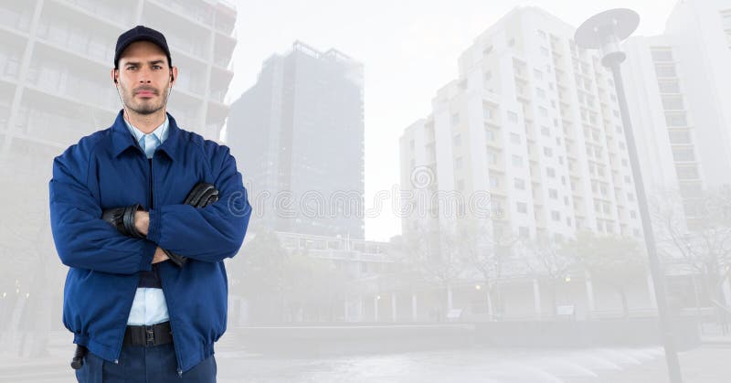 Security man in cityscape stock image. Image of cityscape - 94943827