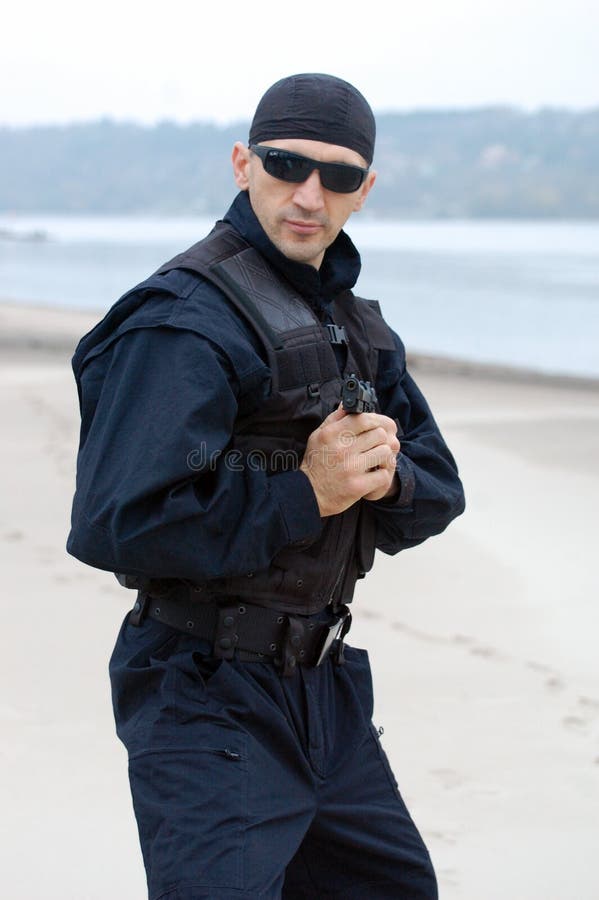 Security man stock image. Image of pistol, person, nature - 47017525