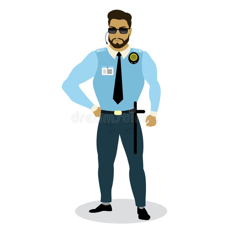 Security Man,isolated on White Background Stock Vector - Illustration ...