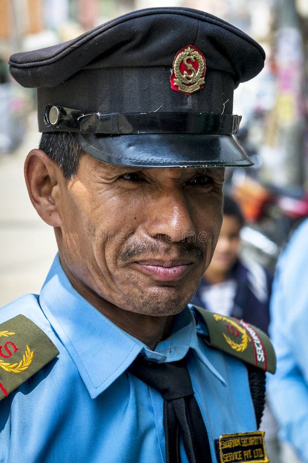 Security Man on Kathmandu Street Editorial Stock Image - Image of beard ...