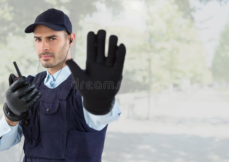 Security Man on Bright Background of Rooftop Building Site Stock Image ...