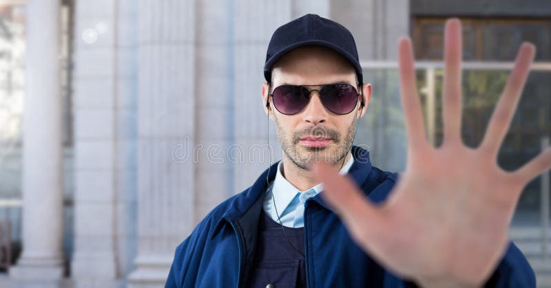 Security Man Outside Building Stock Photo - Image of caucasian, male ...
