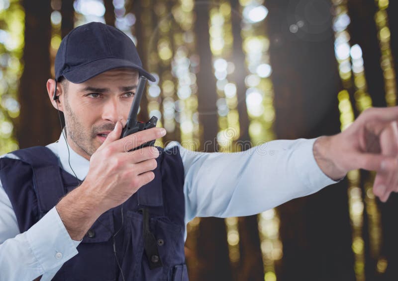 Security Man Outside in Forest Stock Image - Image of agent, leaf: 93215711