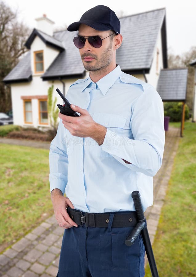 Security Man Outside with Clouds Stock Image - Image of agent ...