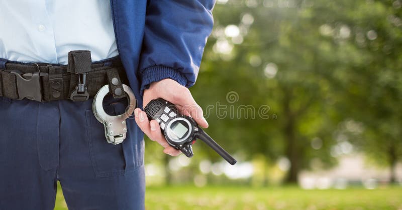 Security Man Outside in Nature Park Stock Image - Image of safeguard ...