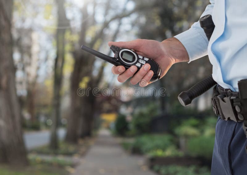 Security Man Outside on Path of Trees Stock Photo - Image of agent ...