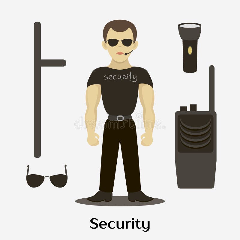 Security man standing stock vector. Illustration of board - 91262504