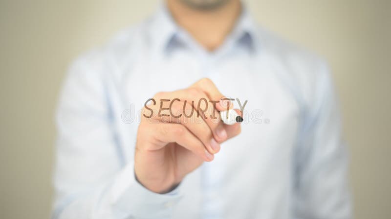 Security, Man Writing on Transparent Screen Stock Image - Image of ...