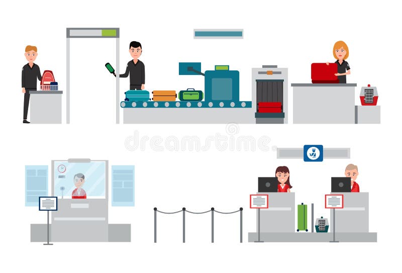 Security and Passport Control Vector Illustration Stock Vector ...